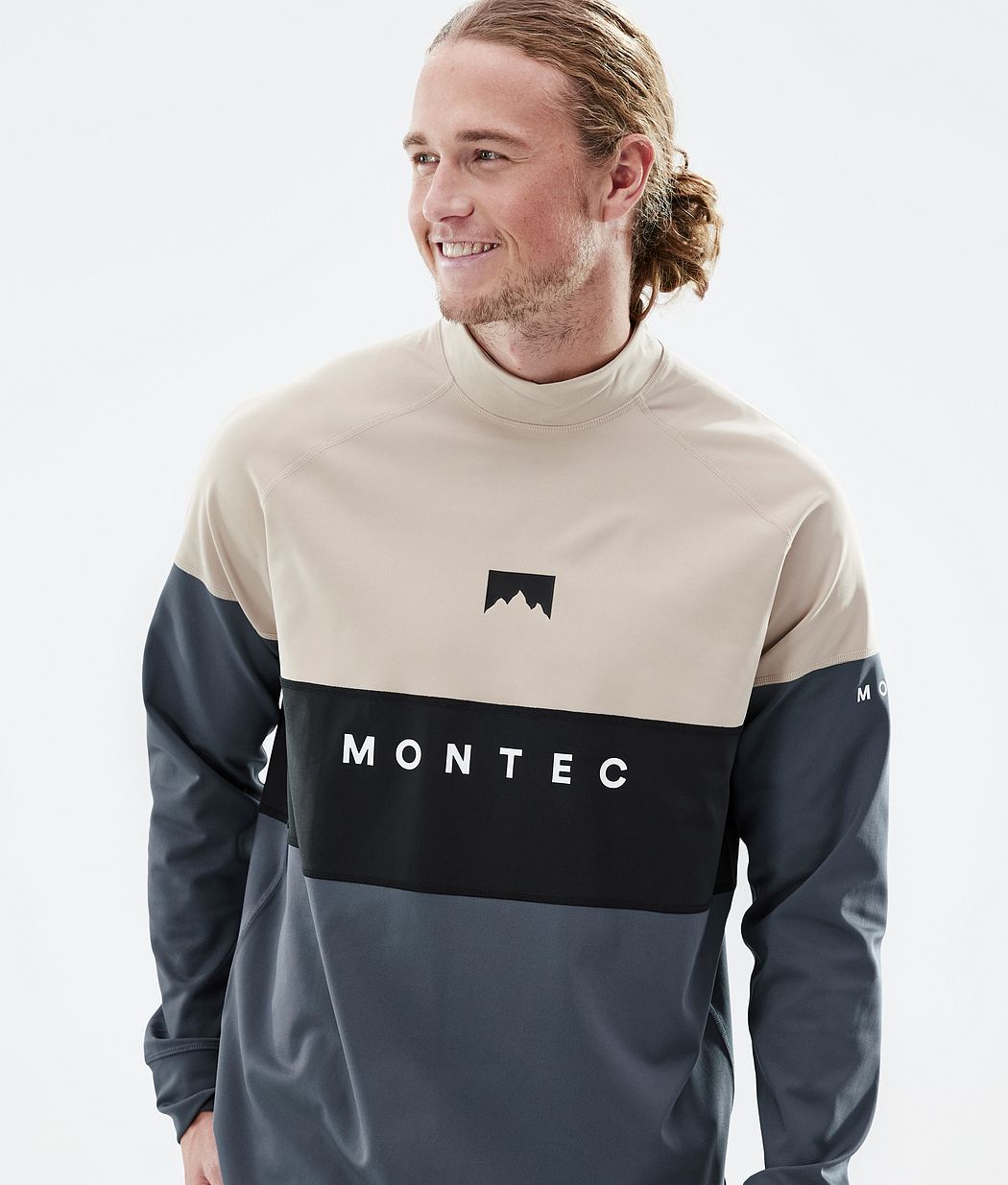 Montec Alpha Superundertøy overdel Herre Sand/Black/Metal Blue - Beige ...